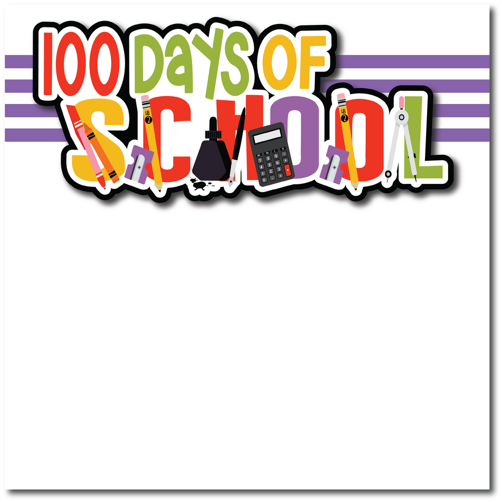 100 Days of School - Printed Premade Scrapbook Page 12x12 Layout ...