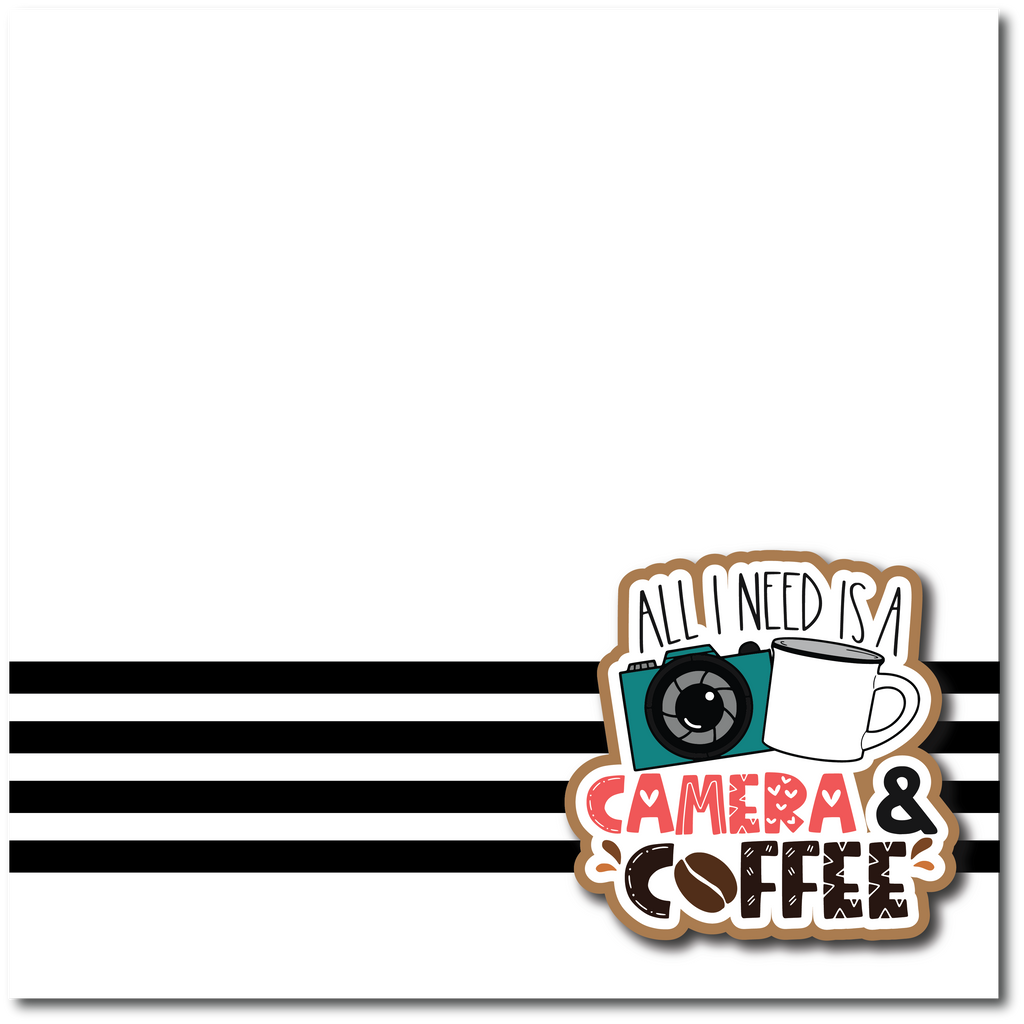 All I Need is a Camera and Coffee - Printed Premade Scrapbook Page 12x ...