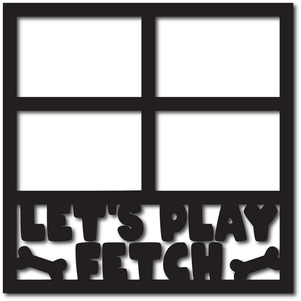 Let's Play Fetch - 4 Frames - Scrapbook Overlay - Digital Cut File - S ...