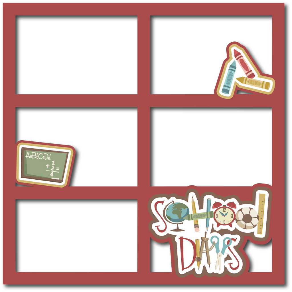 School Days -6 Frames - Scrapbook Page Layered Overlay Kit – Autumn's ...
